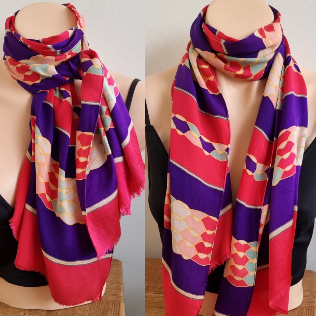 Vintage Art Deco 30s 40s Long Line Geometric Silk Scarf - Etsy
