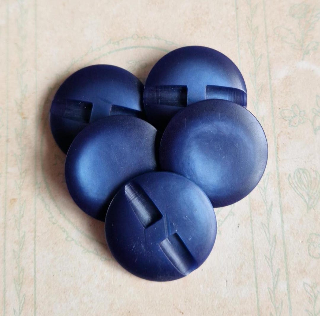Vintage Navy Blue Slotted Plastic Buttons – 1950s Mid-century Sewing ...