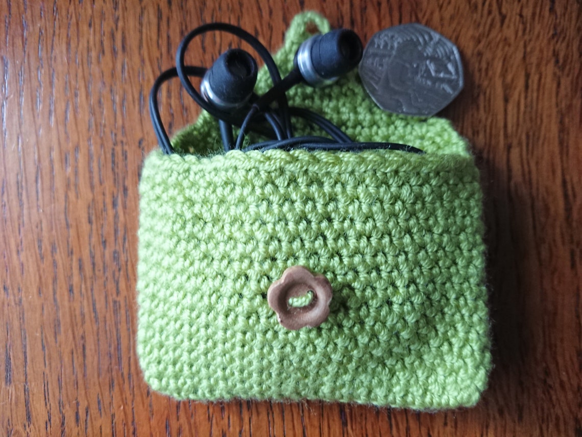 Small Crochet Pouch Coin Purse Headphone Earbud Storage | Etsy