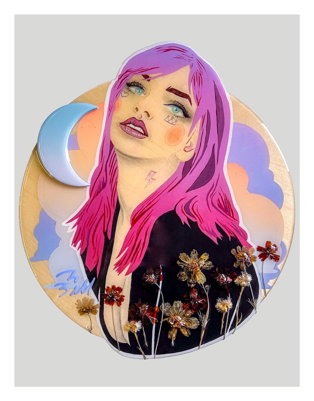 Wildflowers Print, Punk Rock Portrait, Lunar Art, Cloudscape, Fine Art ...