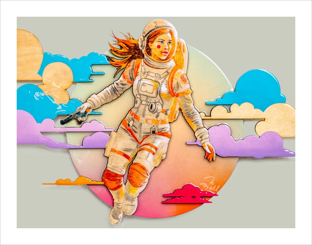 Weightless Space Woman Print, Outer Space Decor, NASA Art, Astronaut ...