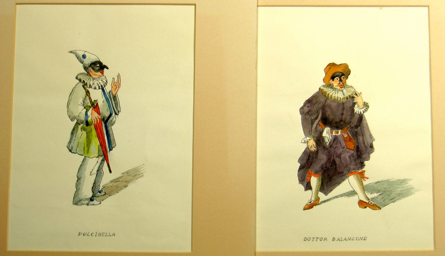 Commedia Dell'arte, Italian Opera Character Original Water Color ...