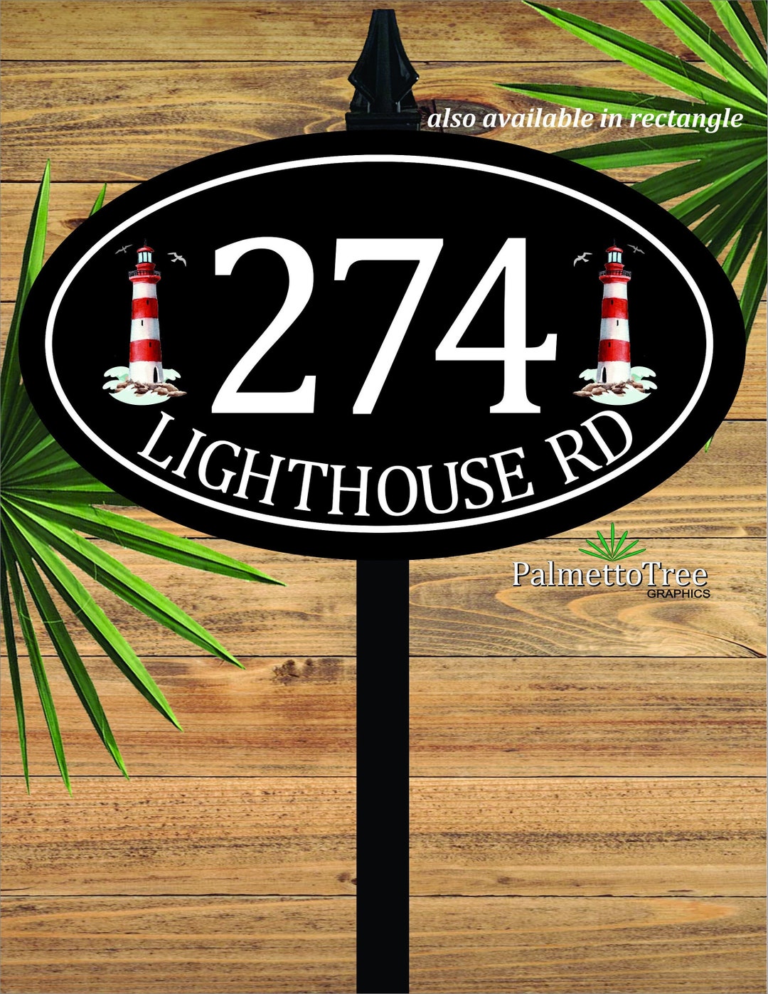 Address Sign Lighthouse Themed With Stake - Etsy