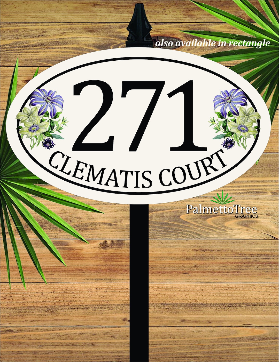 Address Sign Purple Clematis Themed With Stake - Etsy
