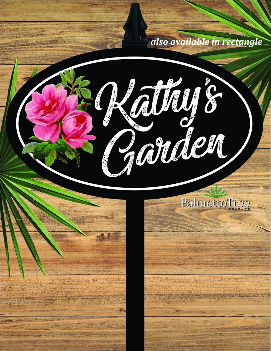 Garden Sign Pink Rose Themed With Stake - Etsy