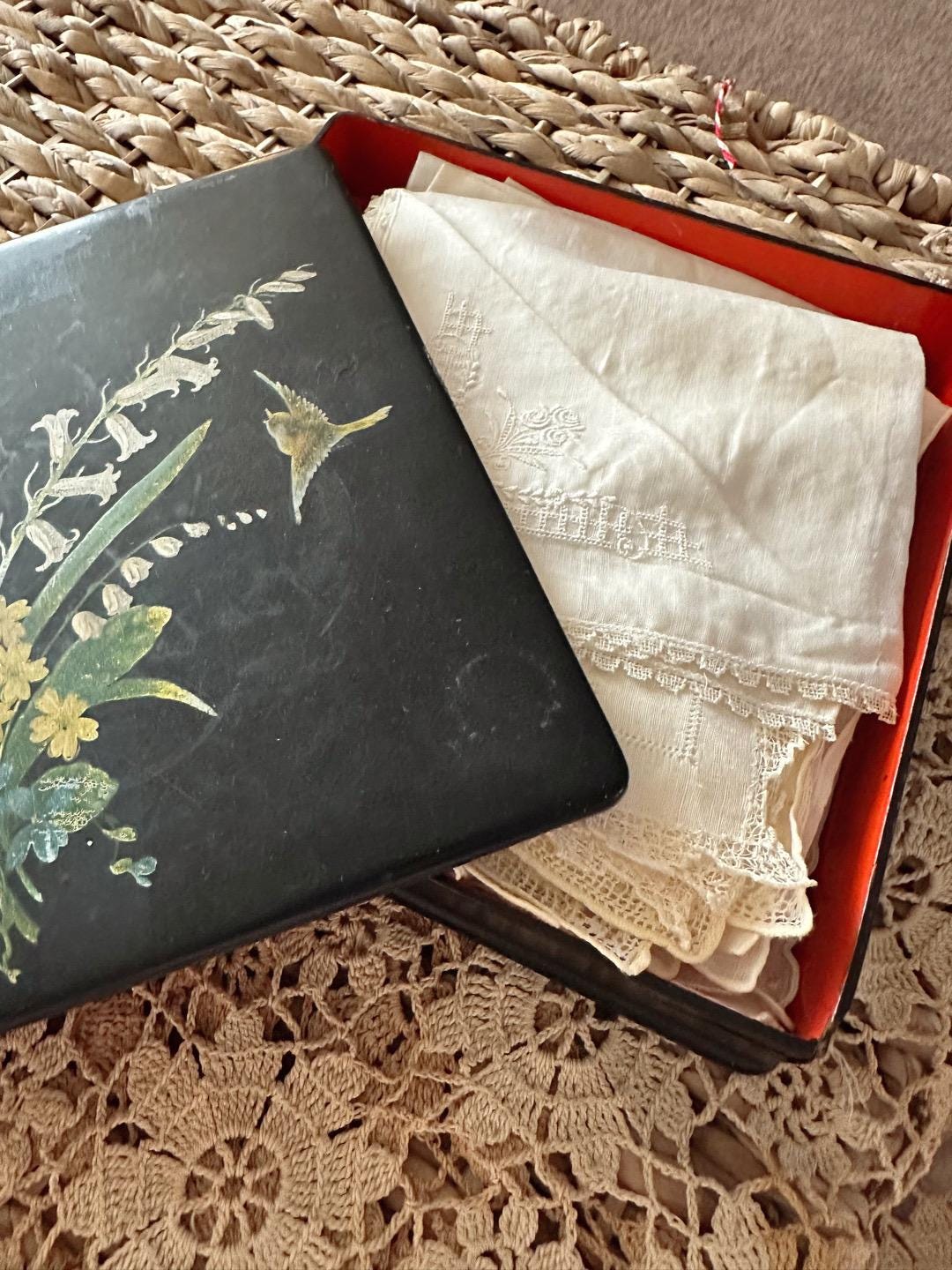 Vintage Wooden Hanky Box - Lily of the Valley - Filled With Antique ...