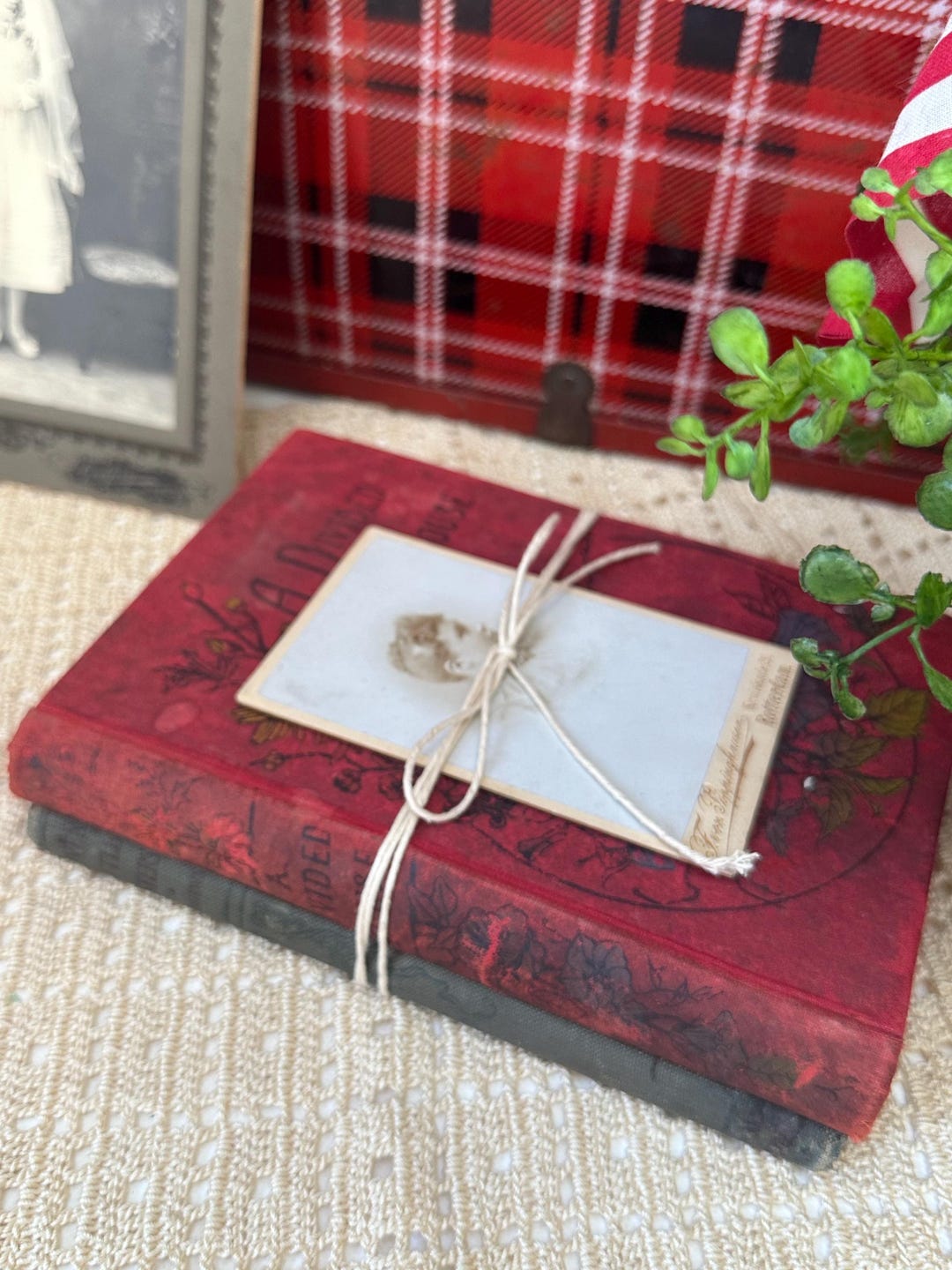 Antique 1800s Victorian Book Stack With Early Cabinet Card Photo ...