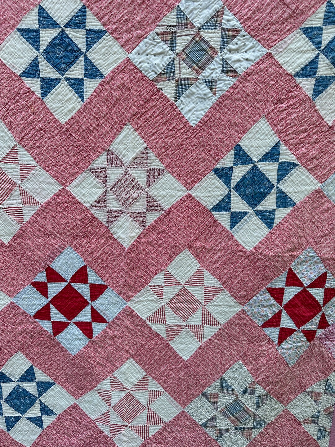 Vintage Ohio Star 1940s Quilt Double Pink Excellent Vintage Condition ...