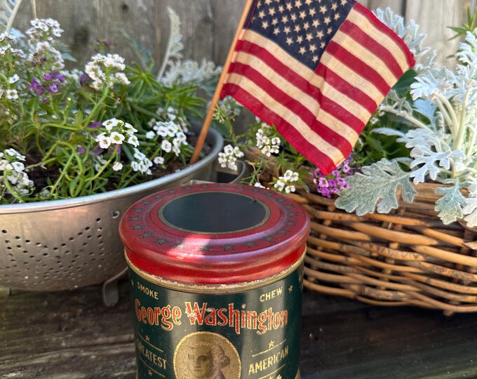 Vintage Patriotic 1930s Tin Lithographed GEORGE WASHINGTON Tobacco Tin ...