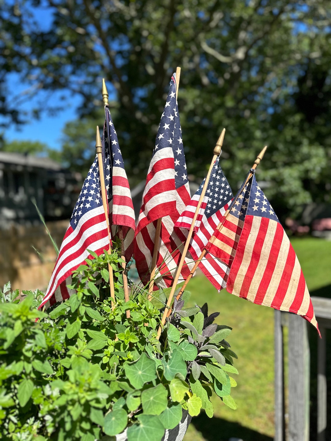 Lot of 5 Vintage 1950s/60s American Flags 50 Stars & 48 Stars Hemmed ...