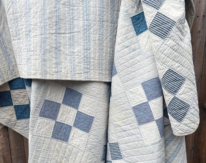 Antique INDIGO Blue & White Quilt - the Most Wonderful Early Fabrics ...