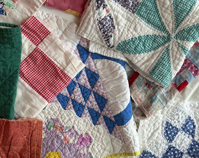 Huge Bundle of 23 Cutter Quilt Pieces Fabulous Vintage and Antique ...