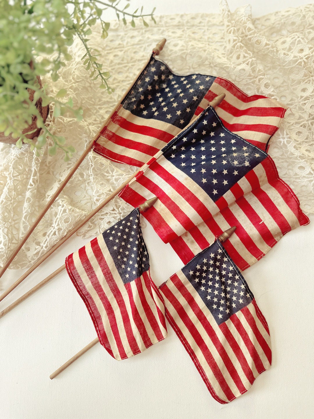 4 Vintage American Flag PARADE FLAGS - a Fabulous Bit of 1950s Vintage ...