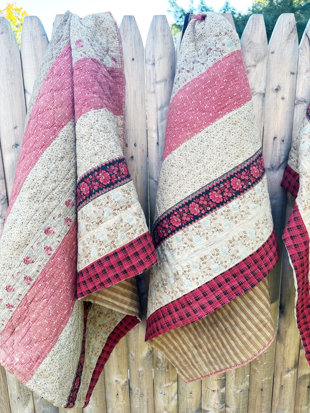 Large Antique PRIMITIVE QUILT Cutter Piece - Early Fabrics - Lots of ...