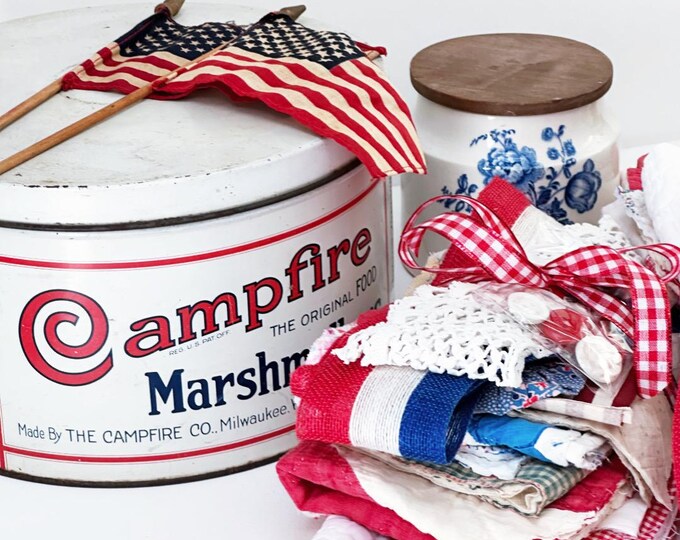 Vintage Patriotic AMERICANA Slow Stitching Textile Bundle - Cutter ...