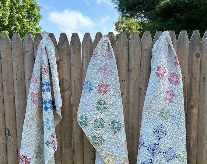 Vintage 1940s Basket Quilt Cutter Quilt Piece Vintage Table Runner ...