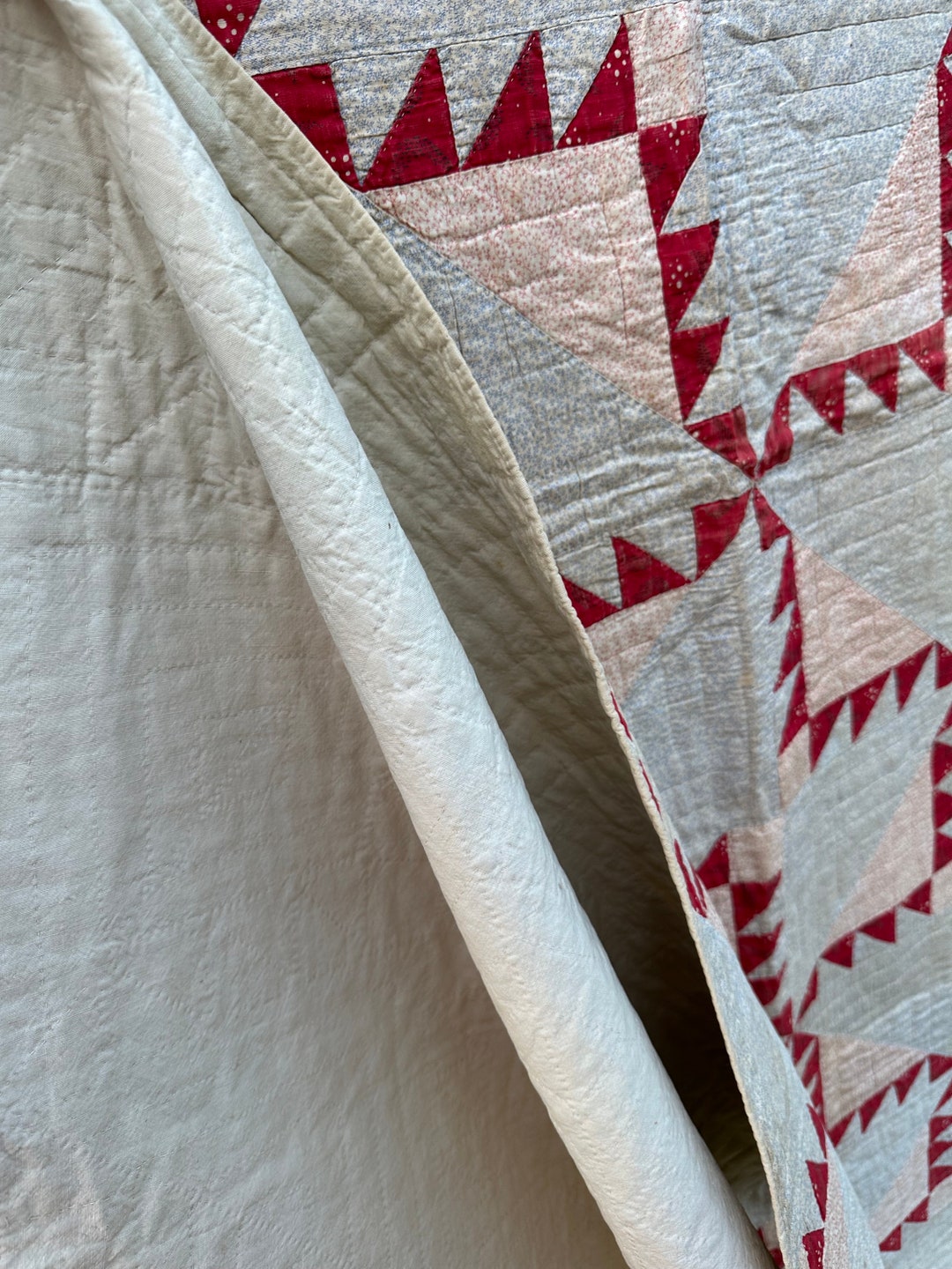 Antique Primitive Red White & Blue Quilt Lady of the Lake Classic PRIM ...