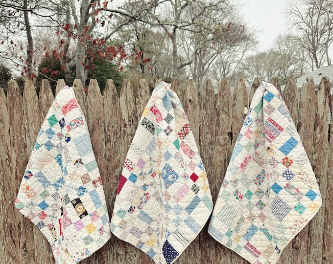 Large Vintage 1940s Cutter Quilt Piece - Amazing Vintage Cotton Fabrics ...