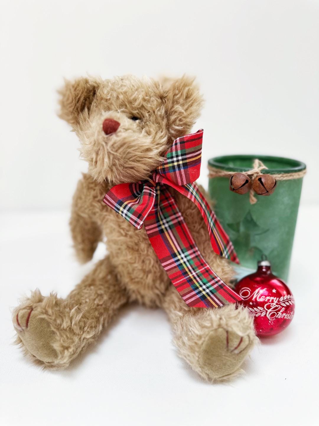 Adorable Vintage Scruffy Teddy Bear Plaid Bow He's the Cutest and ...
