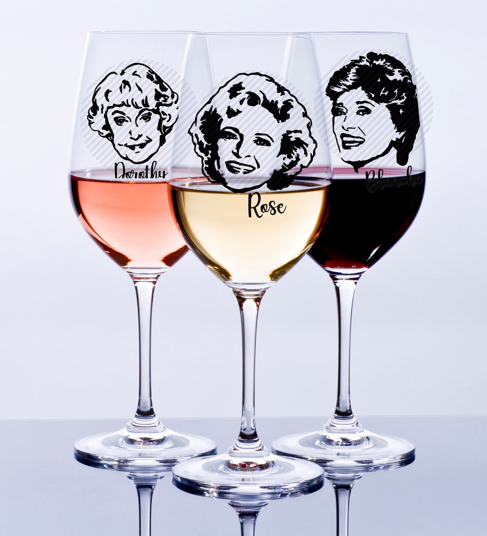 Golden Girls W/ Names Decals, Golden Girls Decals, Girls Night, Wine ...