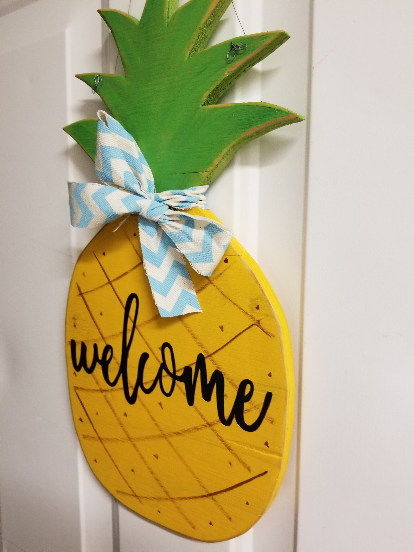 Pineapple wood sign front door pineapple sign wood sign | Etsy