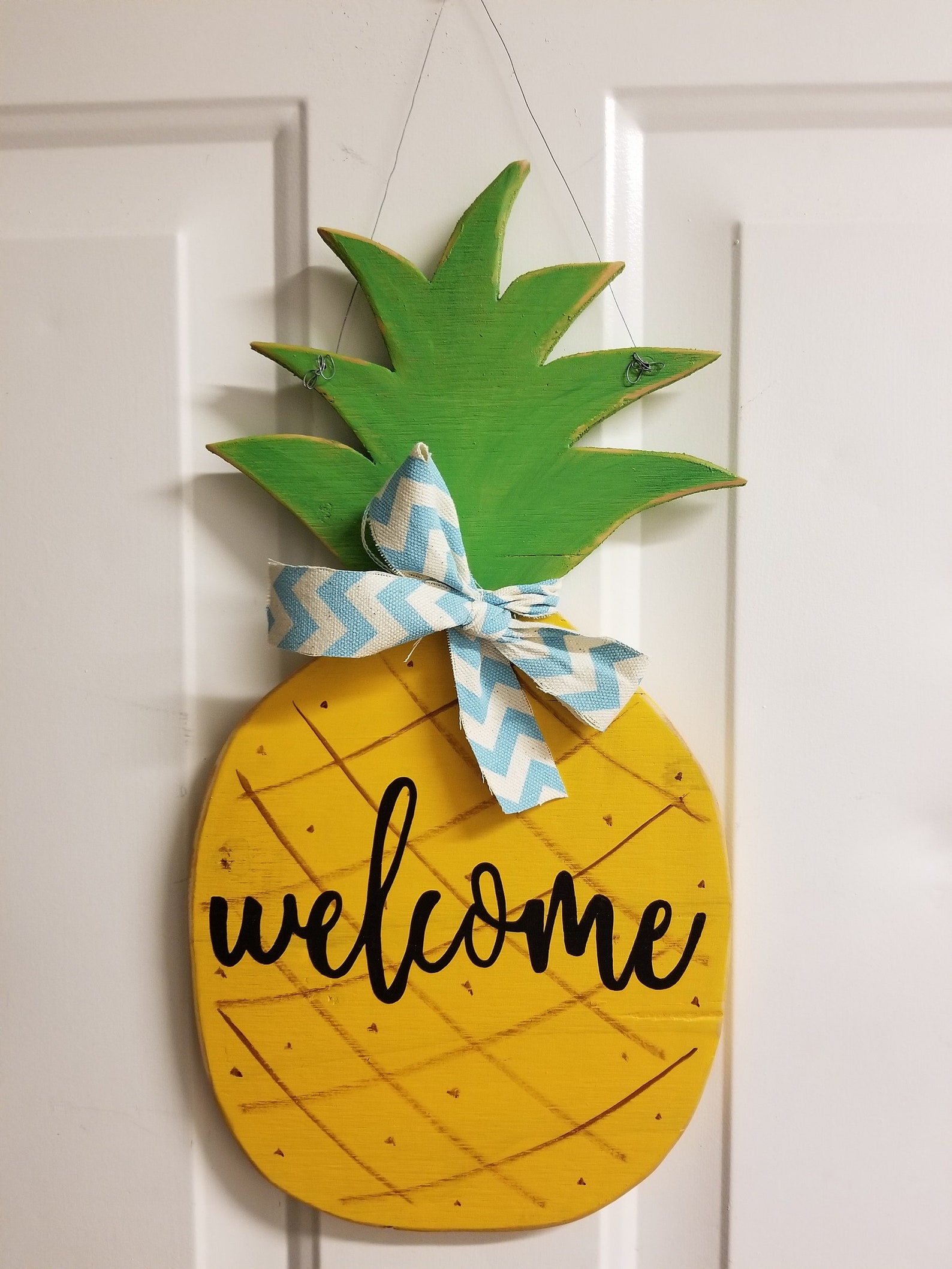 Pineapple wood sign front door pineapple sign wood sign | Etsy