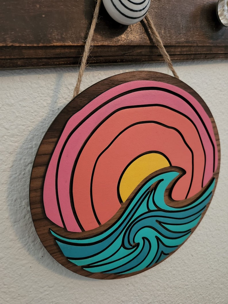 Wave and Sun Sign Wave Sign Beach Sign Beachy Wave Sign - Etsy