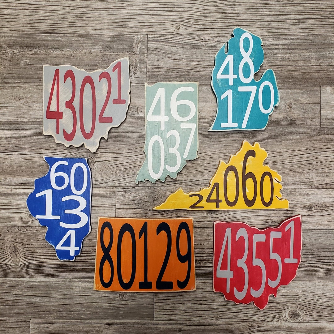 Wood Sign Wood Art Wood Decor Zip Code Sign State Zip Code - Etsy