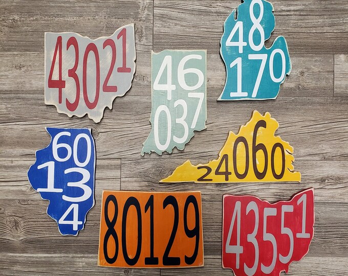Wood Sign, Wood Art, Wood Decor, Zip Code Sign, State Zip Code Sign ...