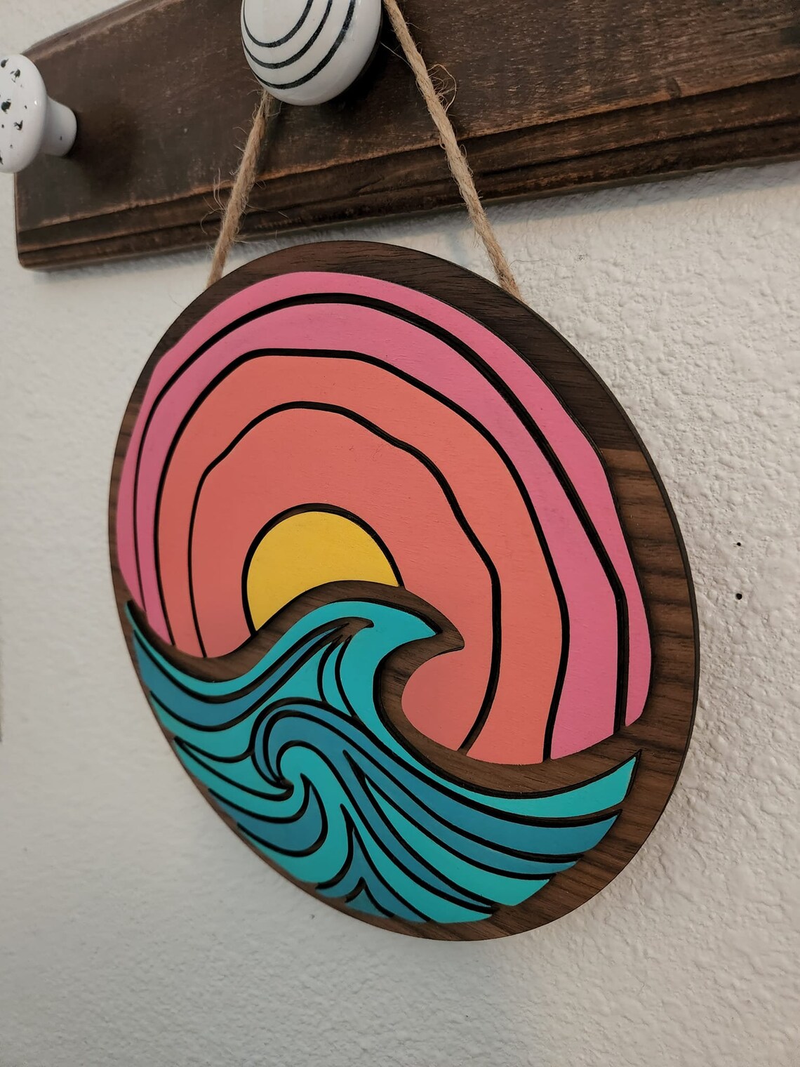Wave and Sun Sign Wave Sign Beach Sign Beachy Wave Sign - Etsy