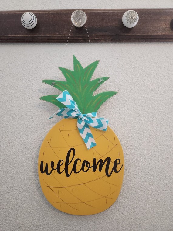 Pineapple Wood Sign Front Door Pineapple Sign Wood Sign - Etsy
