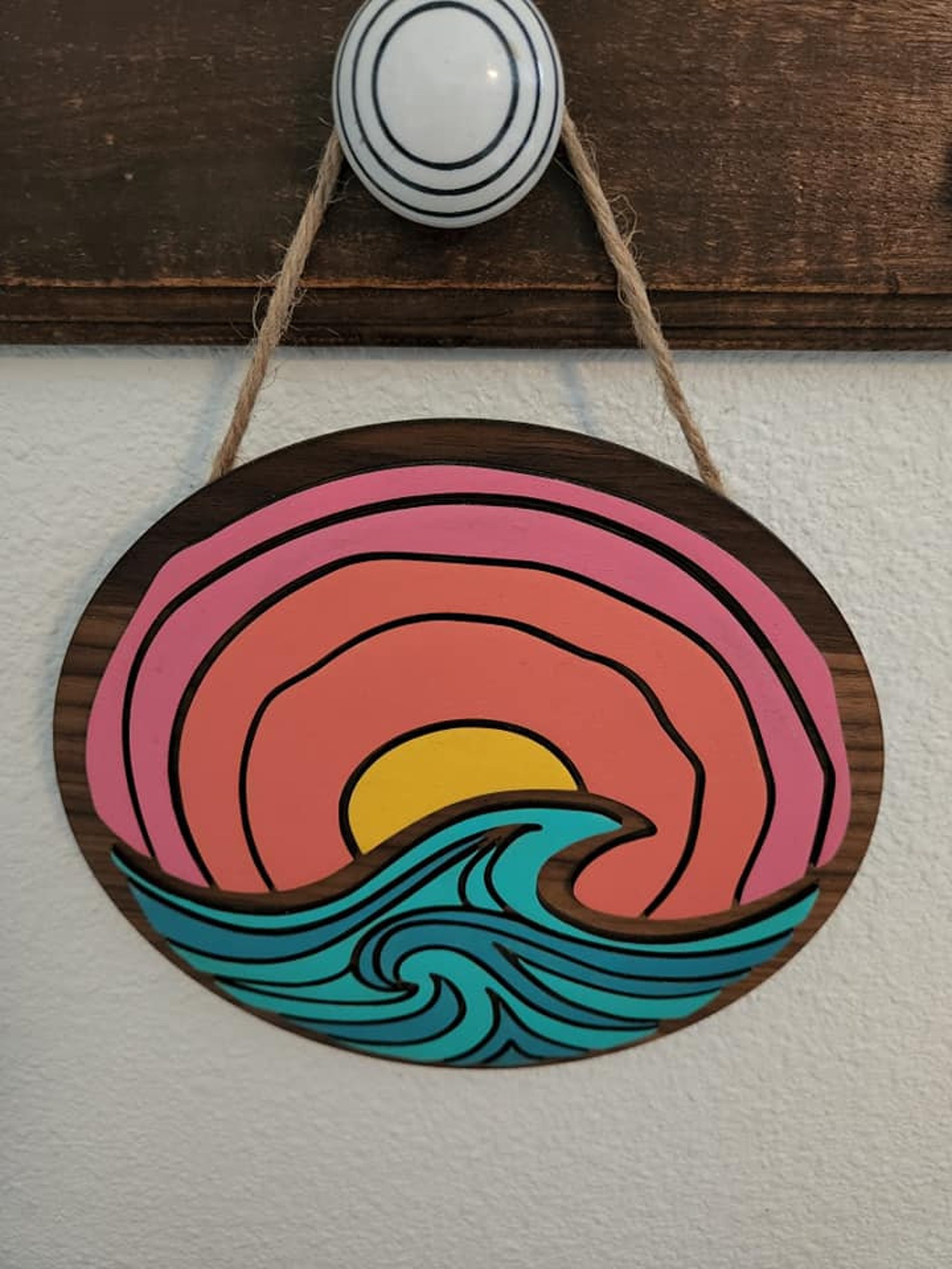 Wave and Sun Sign Wave Sign Beach Sign Beachy Wave Sign - Etsy