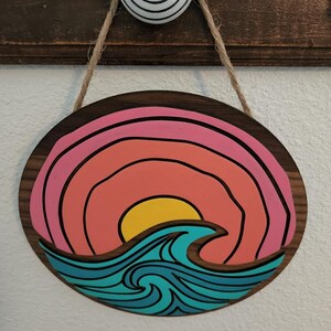 Wave and Sun Sign, Wave Sign, Beach Sign, Beachy Wave Sign, Fun Beachy ...
