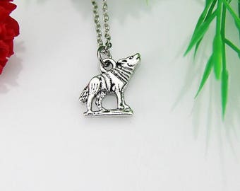 Silver Wolf Necklace Wolf Jewelry Cotton Cord Necklace