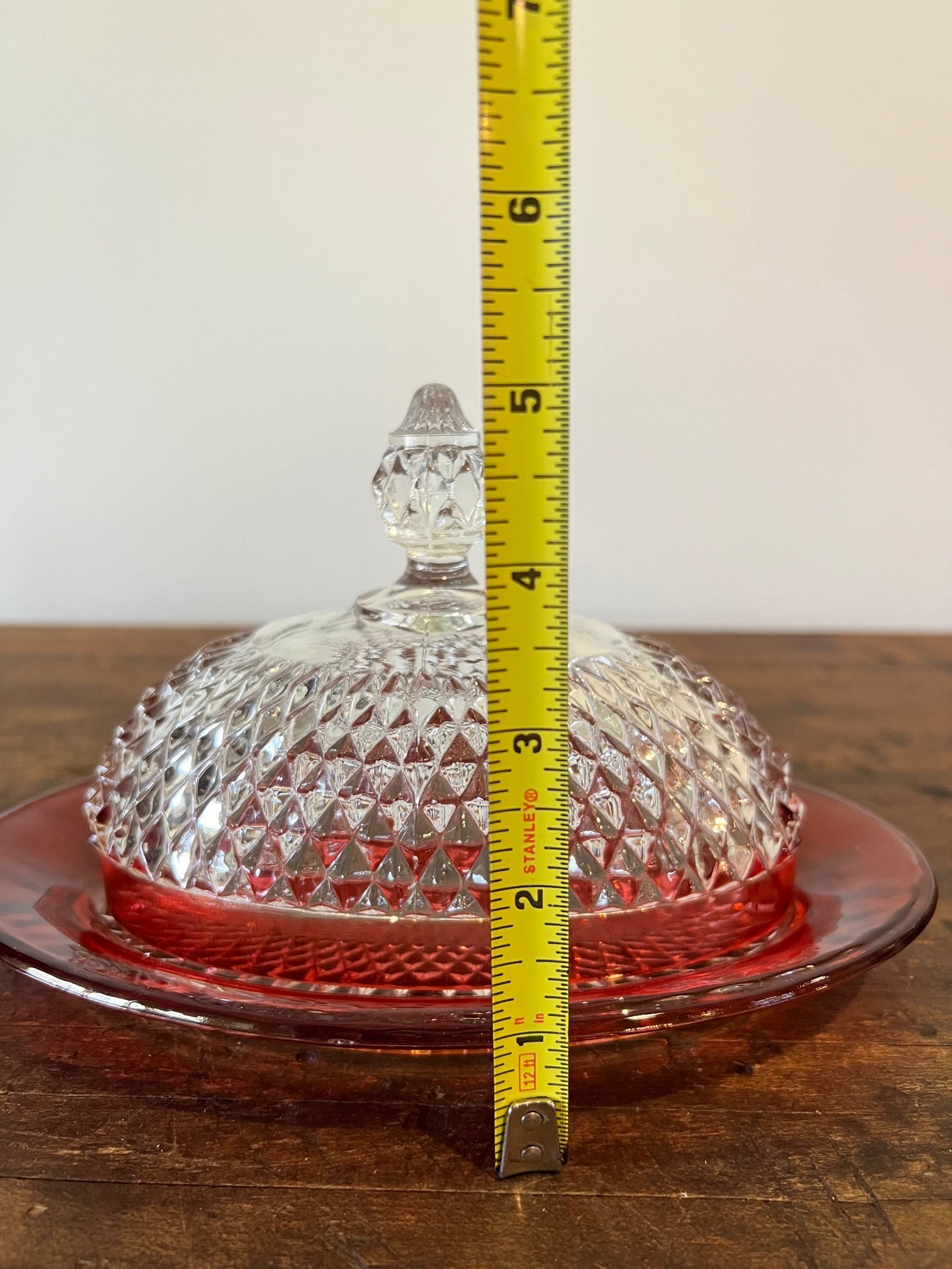 Diamond Point Ruby by Indiana Glass Oval Covered Butter Dish - Etsy