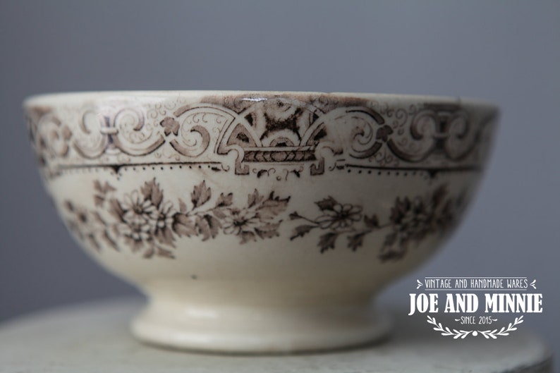 Vintage Anchor Pottery Paris Elite Footed Bowl Brown Transferware ...