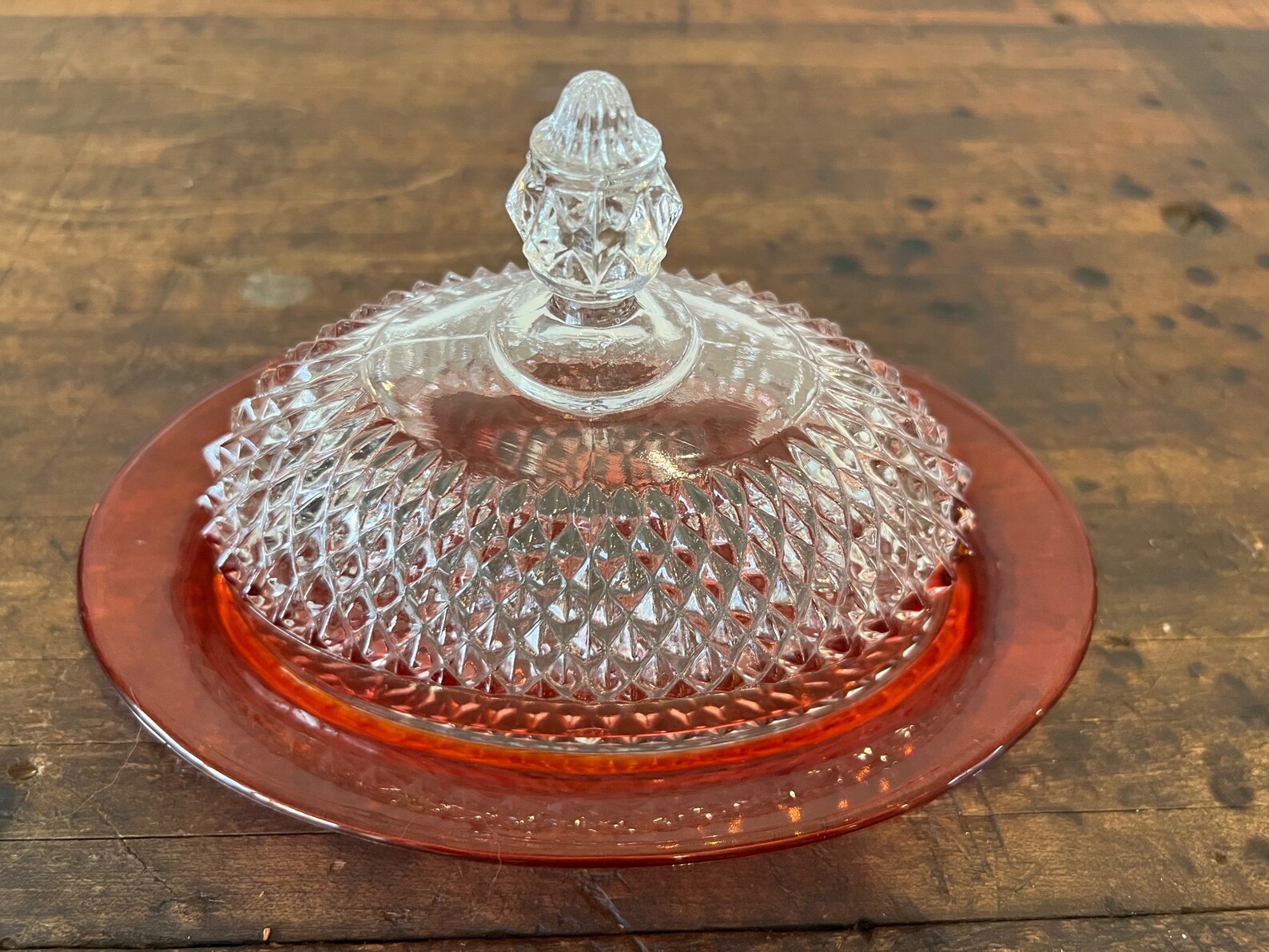 Diamond Point Ruby by Indiana Glass Oval Covered Butter Dish - Etsy