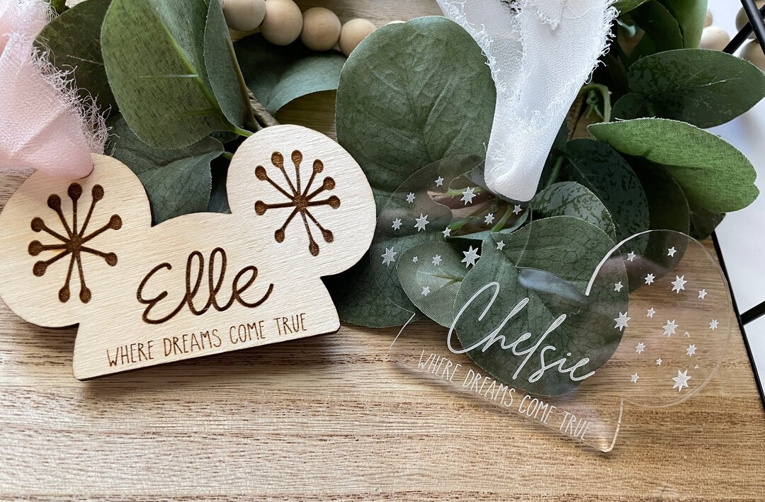 Disney Inspired Mouse Ears Small Stroller Tag, Personalized Ears Sign ...