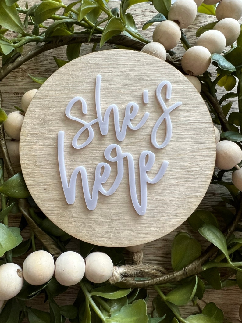 Birth Announcement Sign Wood & Acrylic Sign He's Here - Etsy