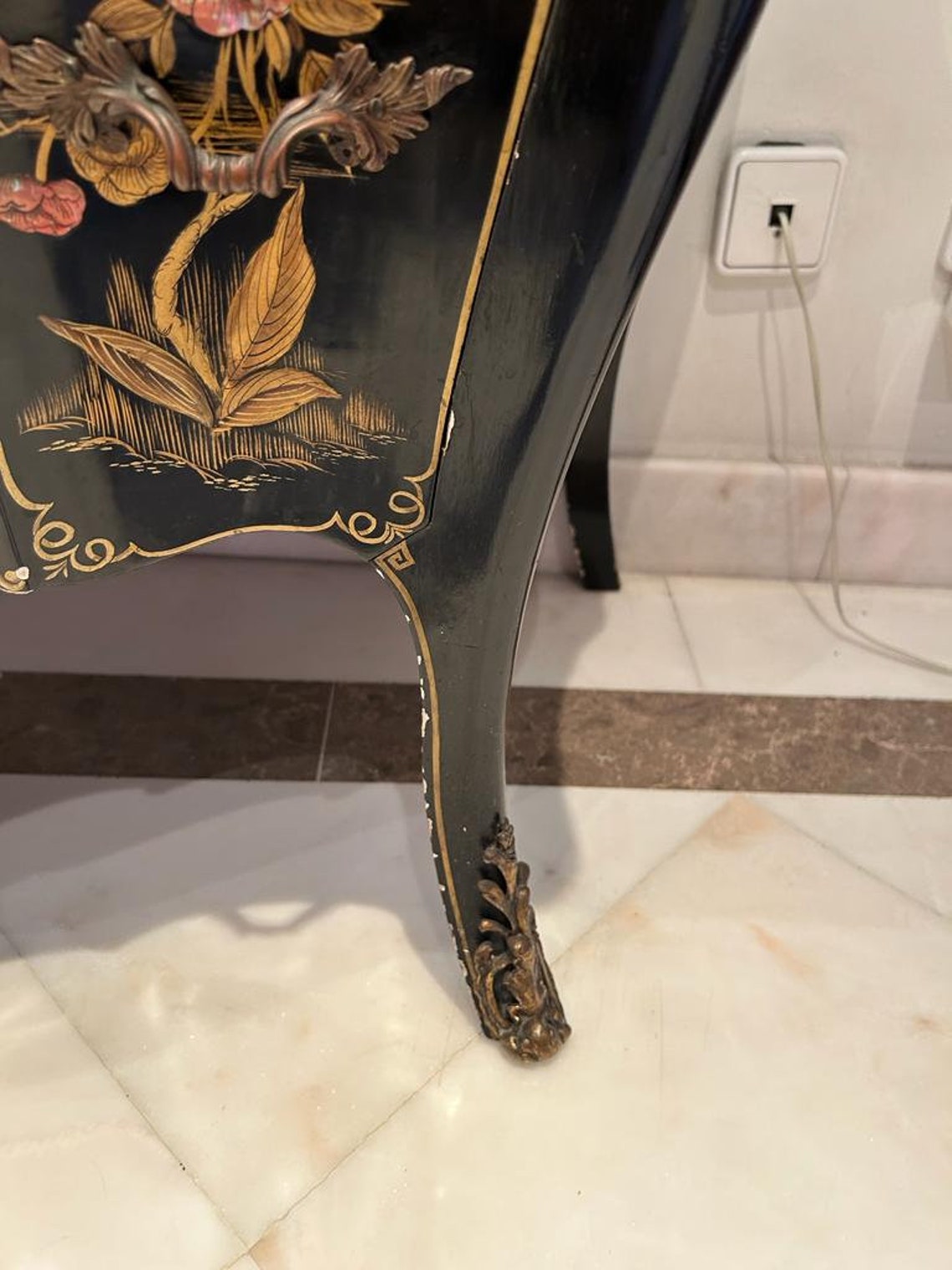 Louis XV Style, Chinoiserie Droor Chest - Height 80c - Length 75cm - Width 58cm - Etsy