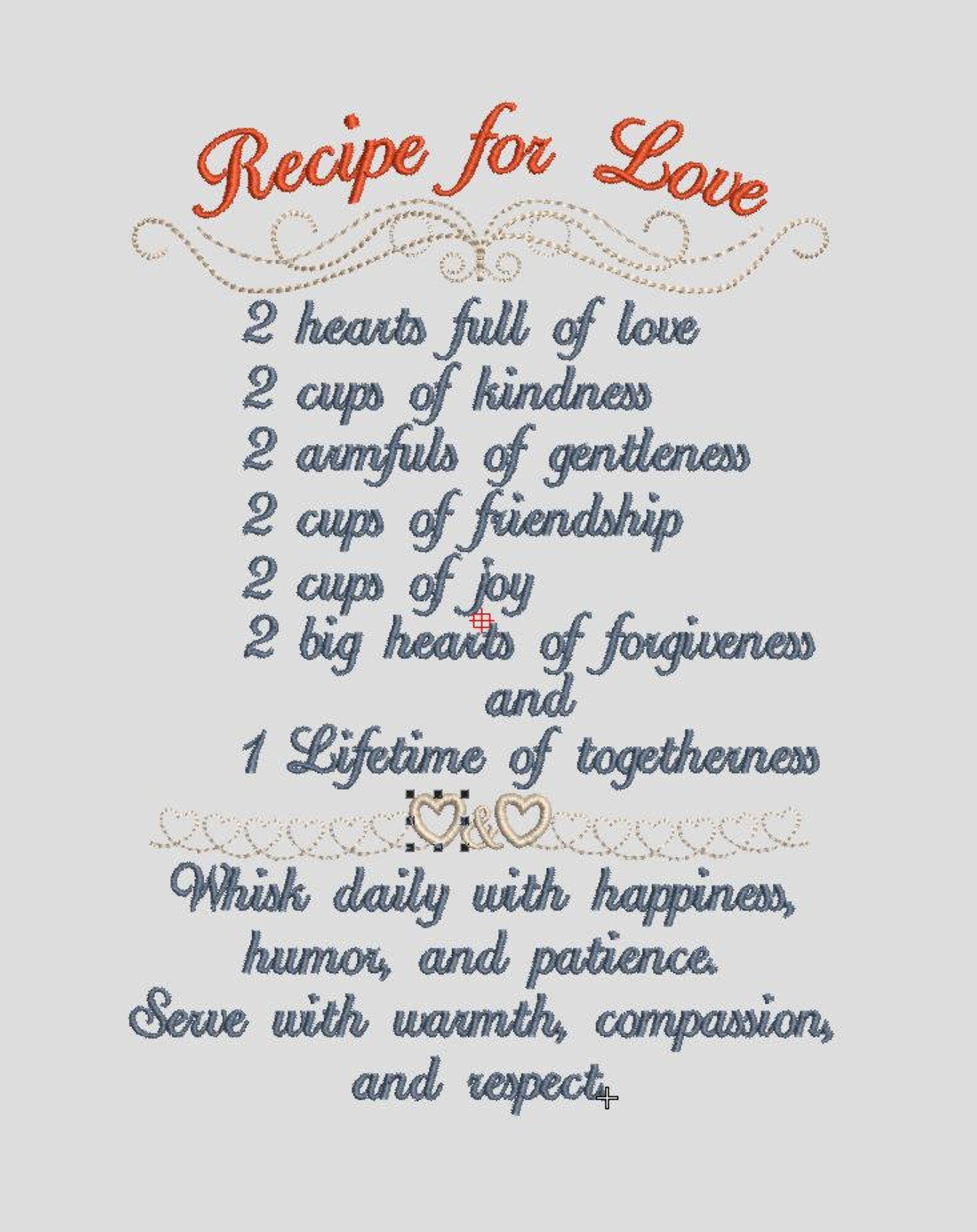 Recipe for Love Embroidery Design / Weddings / Anniversary / Machine ...