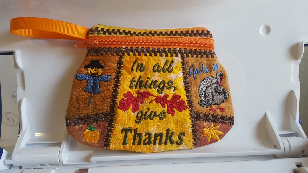 Small Pouch Thanksgiving / Purse Thanksgiving Embroidery Design/ in the ...