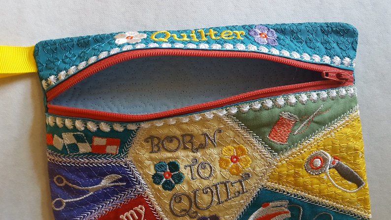 Patchwork Pouch for Quilters ITH/ 6 by 10 Inches Hoop / Embroidery ...