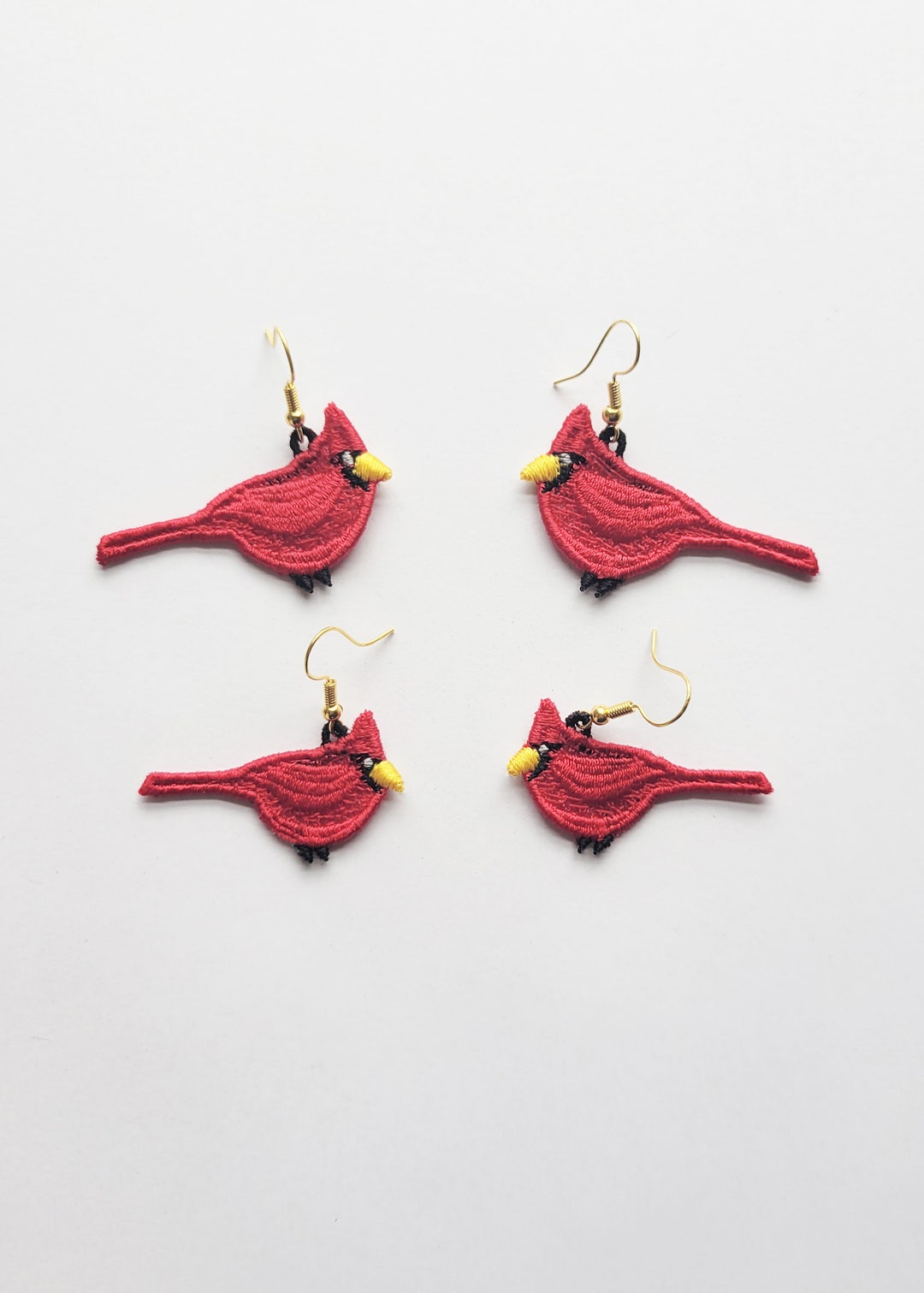 Cardinal Bird FSL Earrings / Embroidery Design / Earrings DIY / Jewelry in the Hoop - Etsy