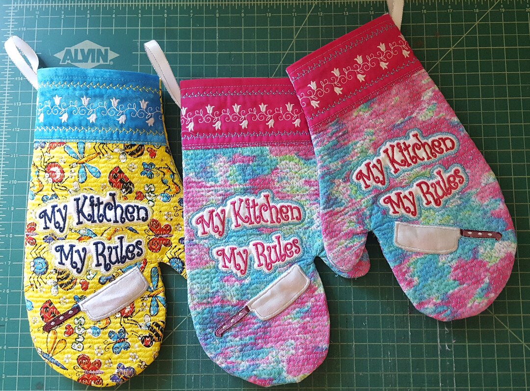 Kitchen Mitten ITH / Embroidery Design / Oven Mitten / Large Hoop ...