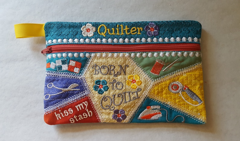 Patchwork Pouch for Quilters ITH/ 6 by 10 Inches Hoop / Embroidery ...
