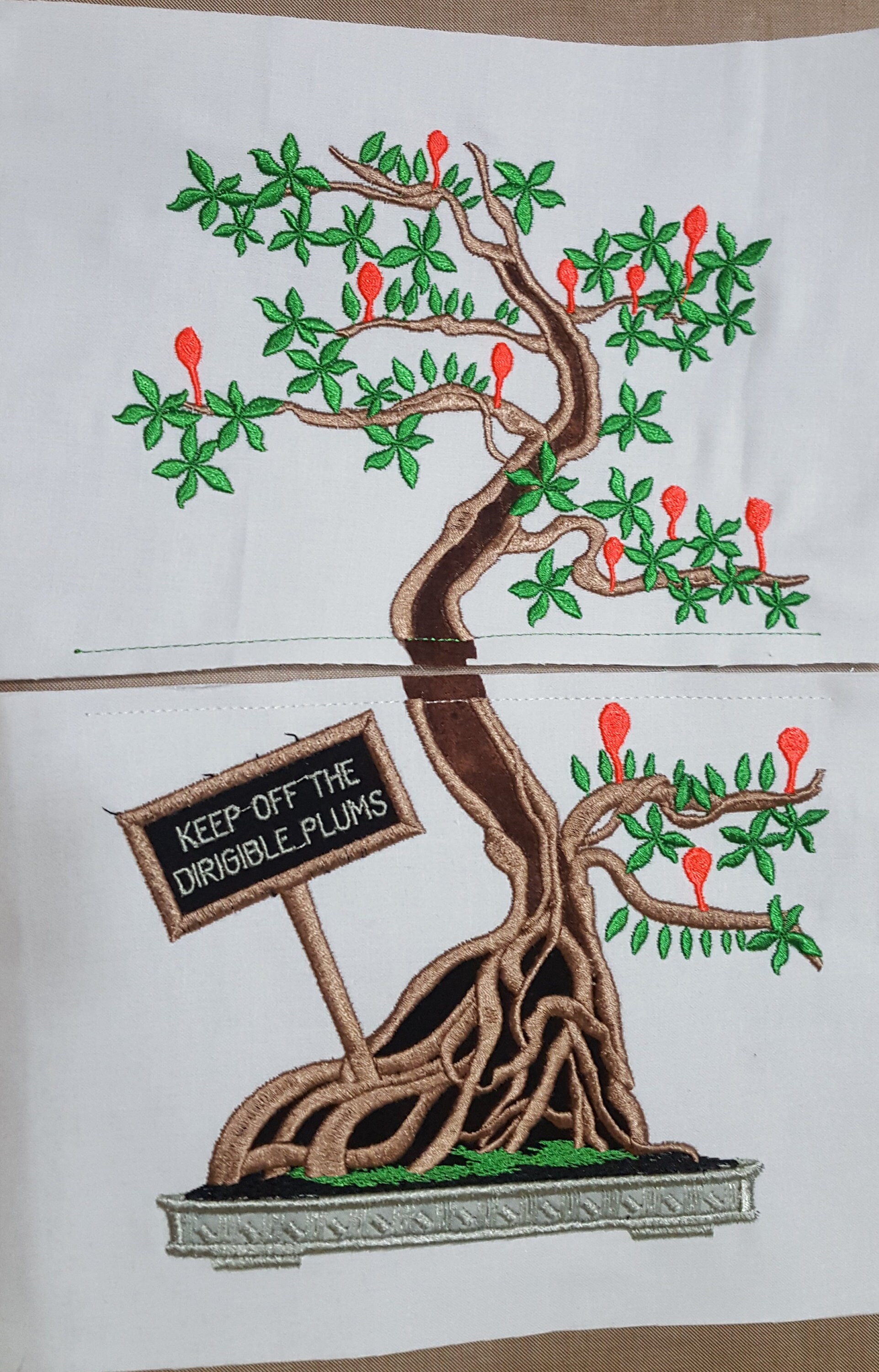 Bonsai Tree with Dirigible Plums Applique / Embroidery Design | Etsy