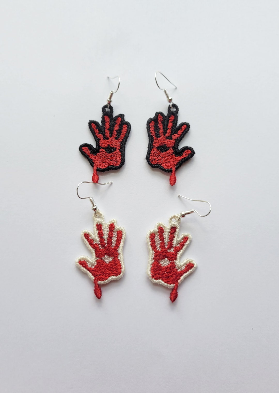 Bloody Handprint FSL Earrings / Embroidery Design / Jewelry DIY - Etsy