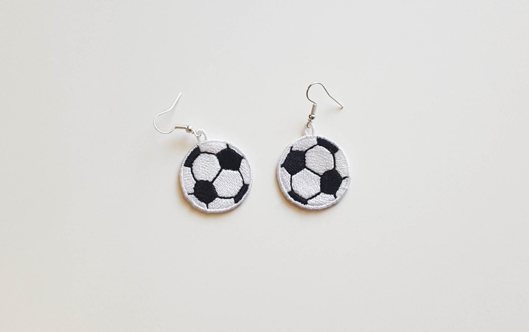 Soccer Ball FSL Earrings / Embroidery Design / Jewery DIY / Earrings in ...