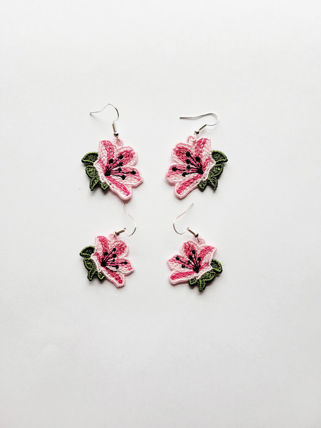 Azalea Flower FSL Earrings / Embroidery Design / Earrings DIY / Flower ...